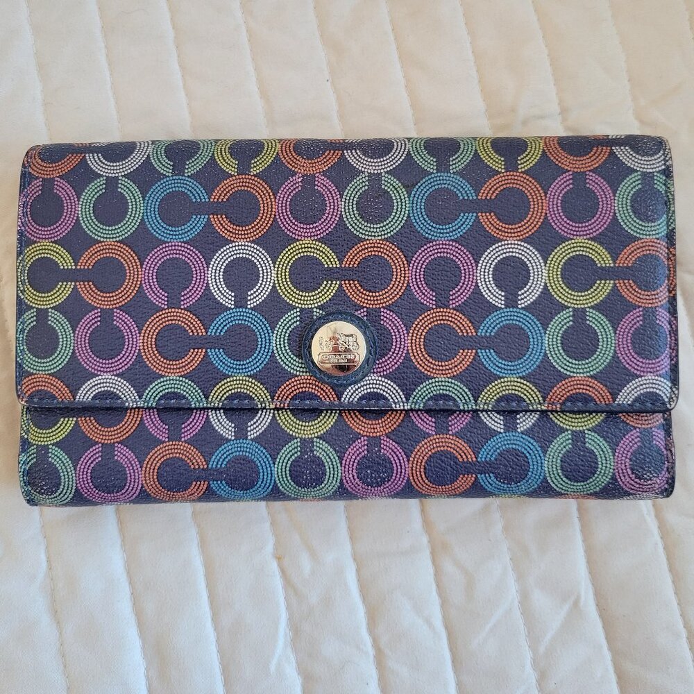 Coach Slim Envelope Trifold Checkbook Wallet - Gem
